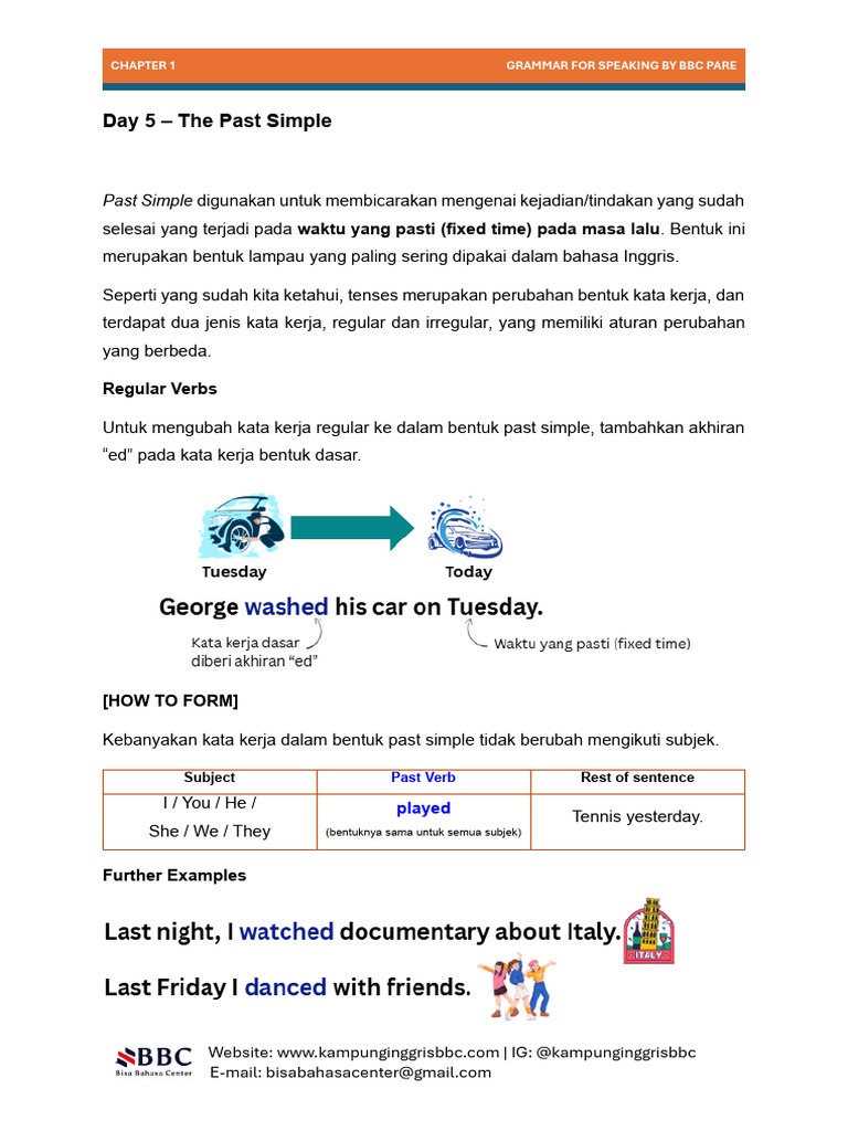 Day 5 - The Past Simple | PDF