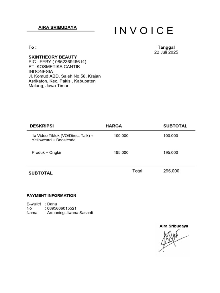 Invoice Aira New | PDF