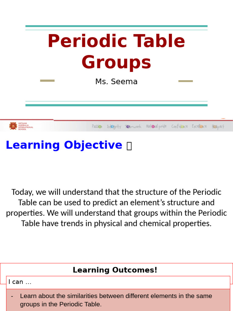 2.2 - Periodic Table Groups | PDF | Periodic Table | Chemical Elements