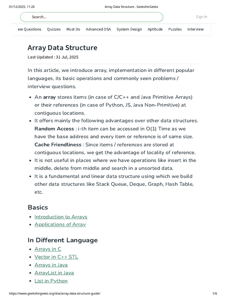 Understanding Array Data Structures | PDF | Computer Science | Software ...