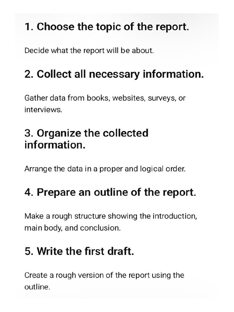 Steps in Report Writing | PDF
