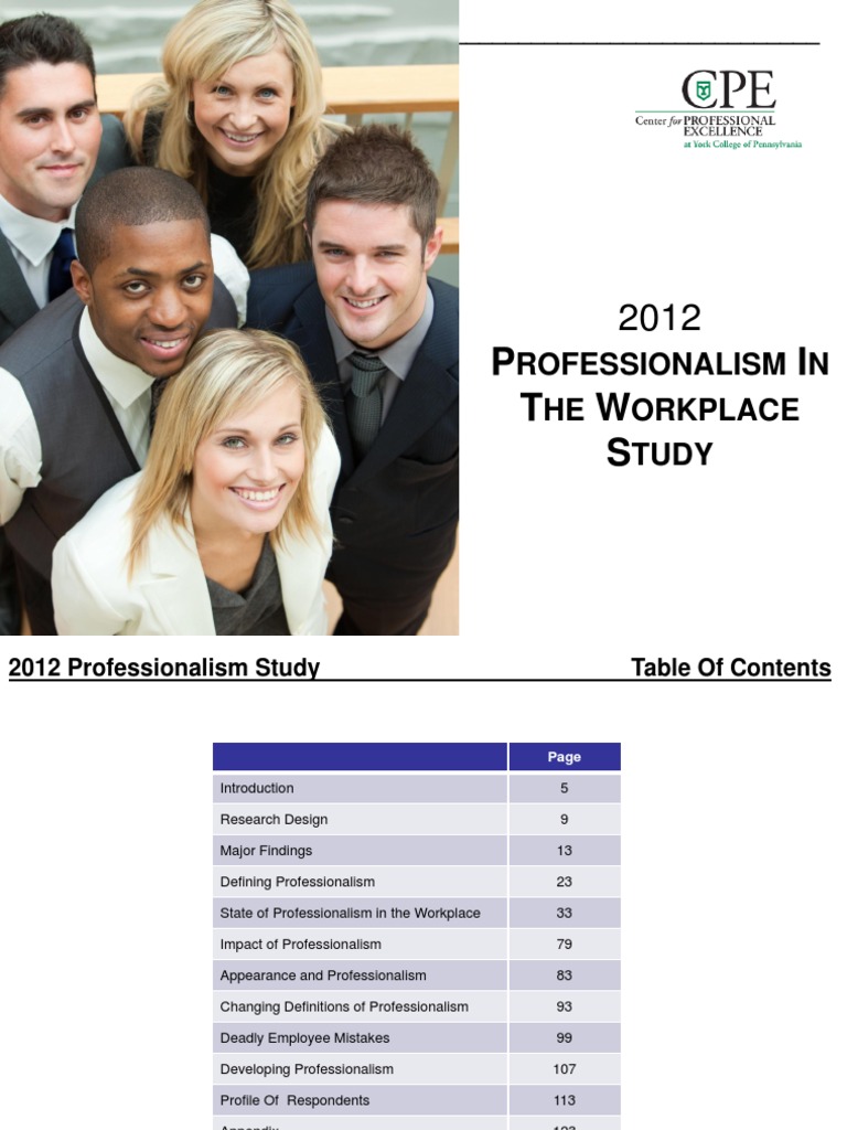2012 Professionalism in The Workplace Study | PDF | Survey Methodology ...