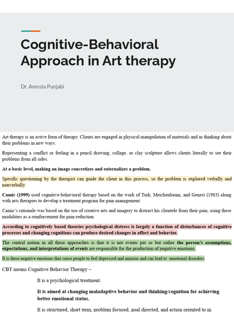 Cognitive-Behavioral Approach in Art Therapy | PDF | Cognitive ...