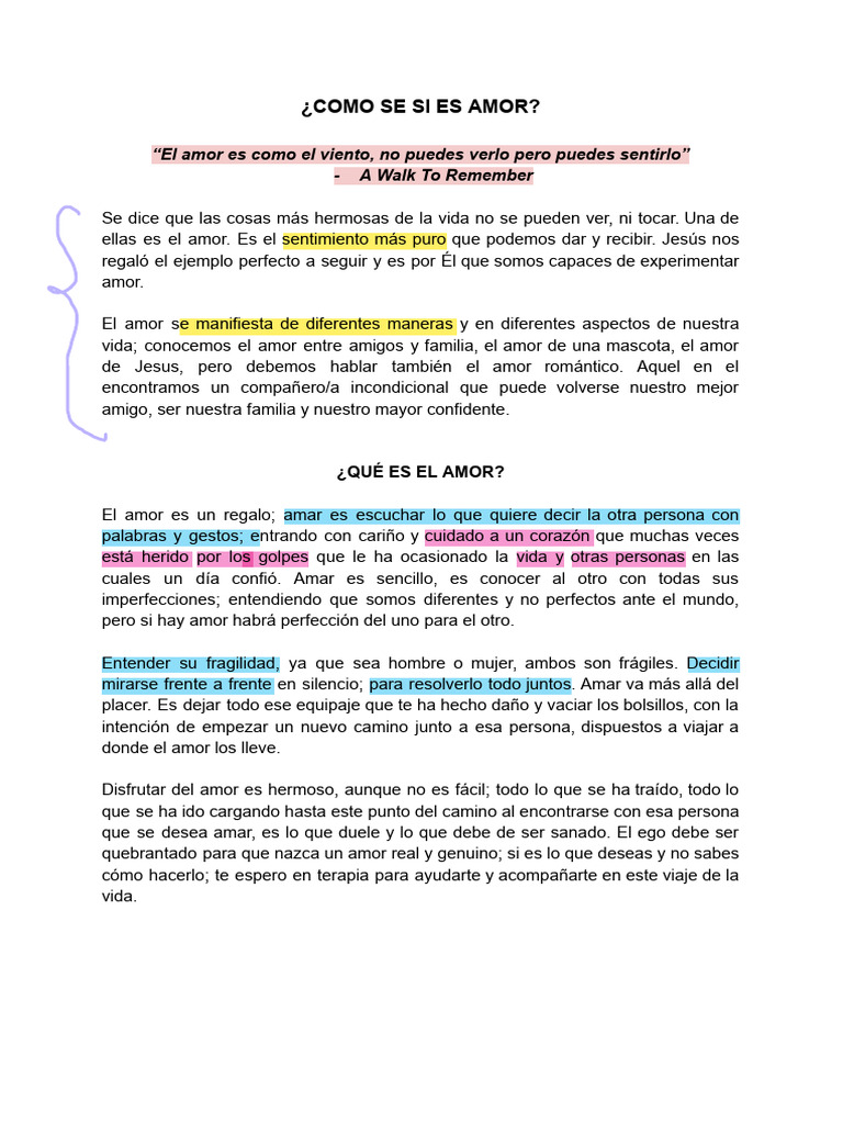¿Como Se Si Es Amor | PDF | Amor | Las emociones