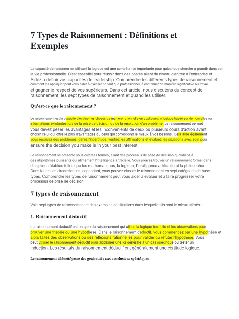 7 Types de Raisonnement Expliqués | PDF | Raison | Induction (logique)