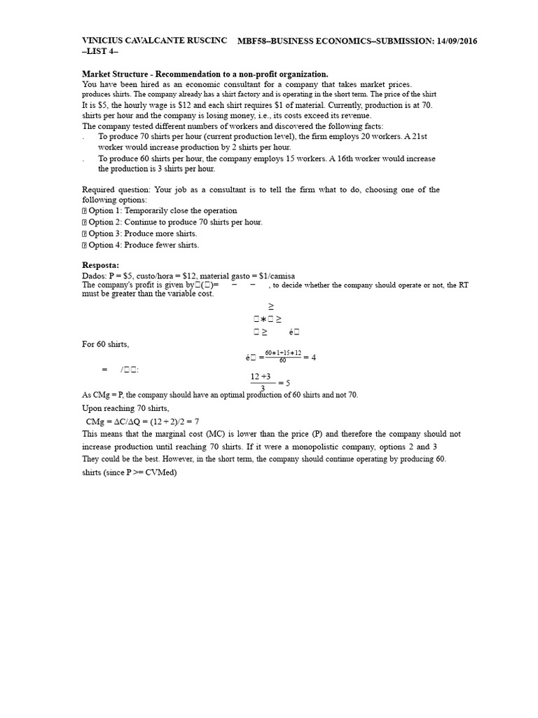 Market Structure - Perfect Competition and Monopoly Solved Exercises ...