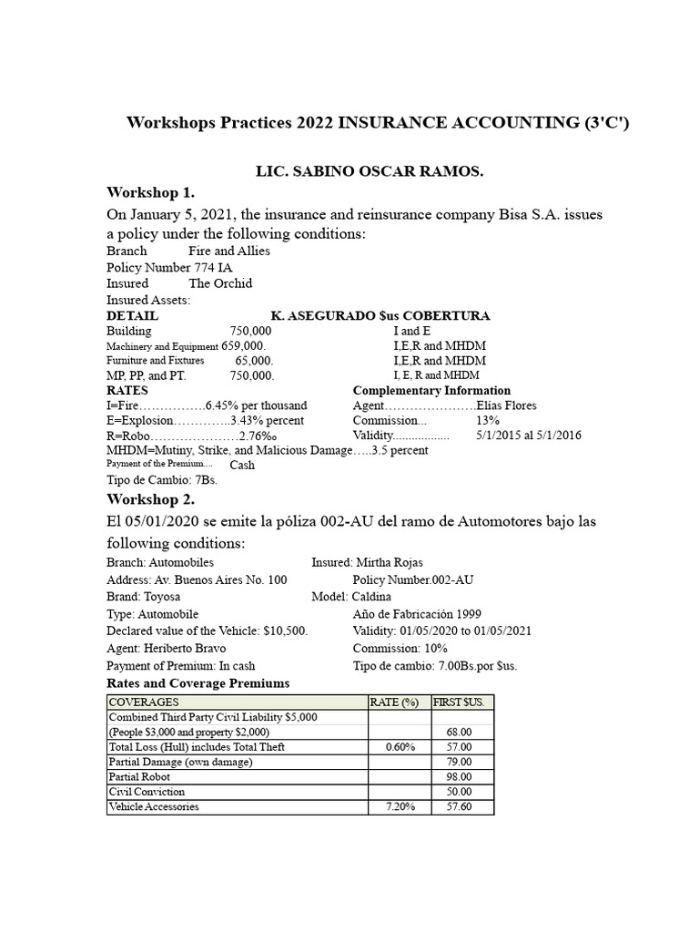 Practical Workshops 2022 | PDF | Reinsurance | Insurance