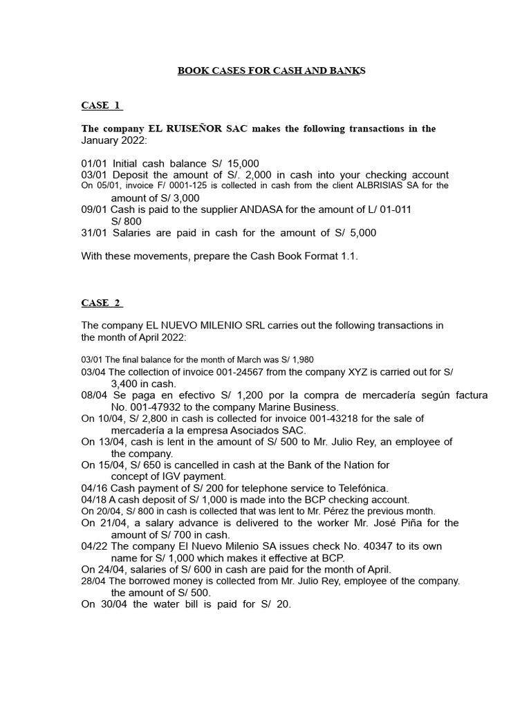Bookkeeping and Bank Cases 2022 | PDF | Banks | Transaction Account