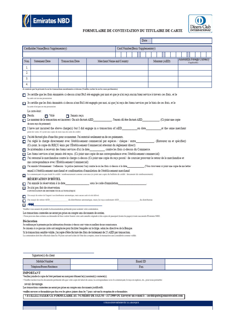 Formulaire de Contestation de Transaction | PDF