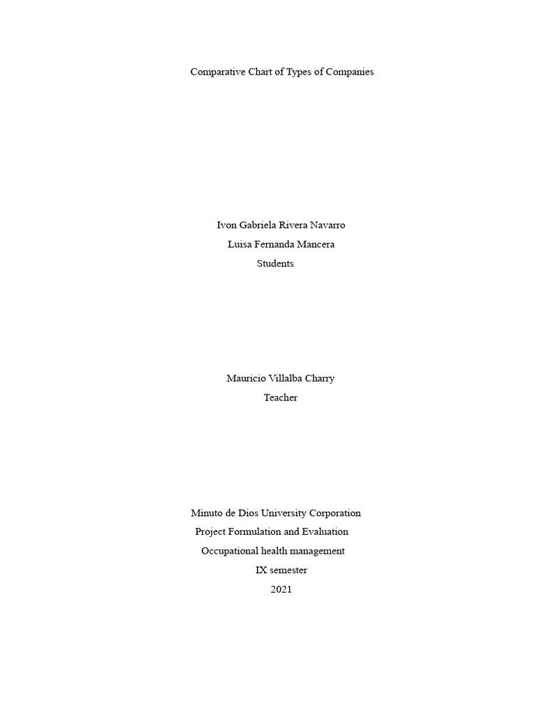 Comparative Chart of Types of Companies | PDF | Partnership | Limited ...