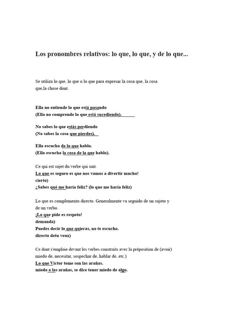 Pronombres Relativos: Uso y Ejemplos | PDF