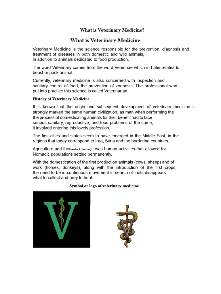 What Is Veterinary Medicine? | PDF | Veterinary Medicine