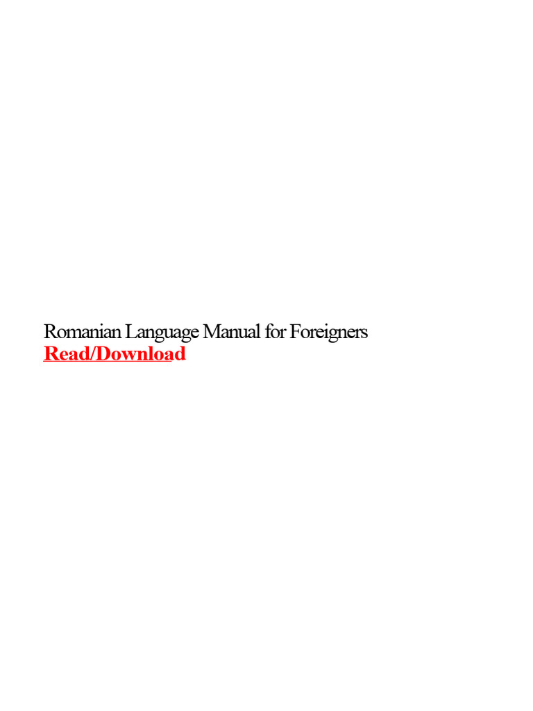 Romanian Language Manuals For Foreigners | PDF | Languages | Foreign ...