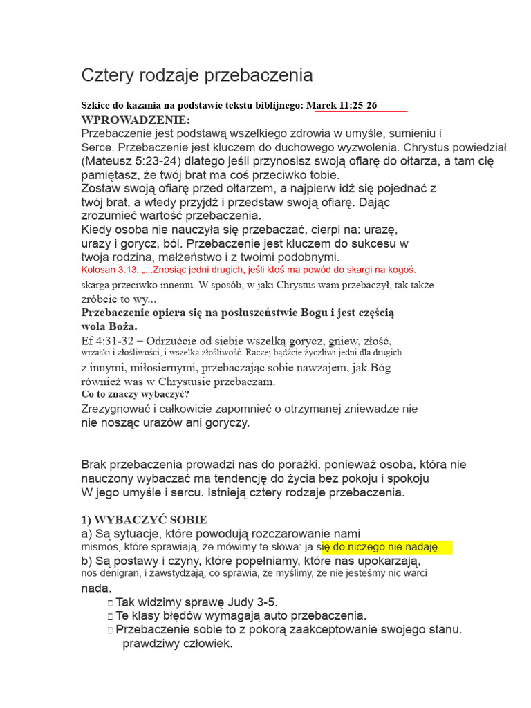 Cztery Rodzaje Przebaczenia | PDF