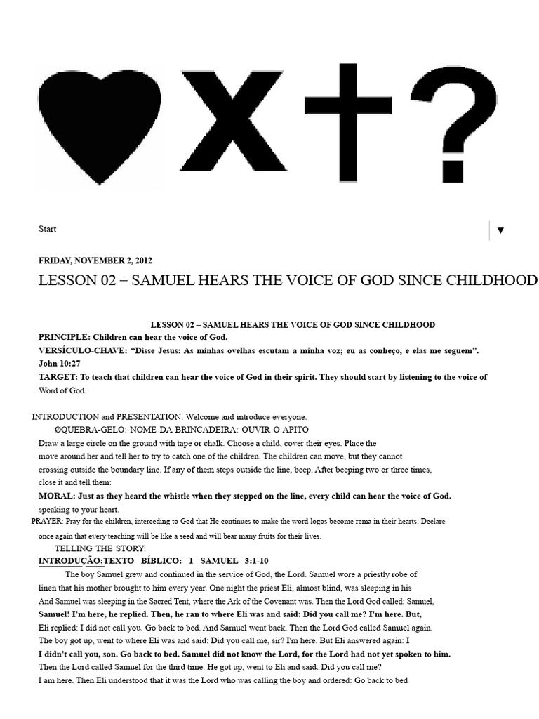 Samuel Listens to God's Voice: Lesson 2 | PDF | Samuel | God