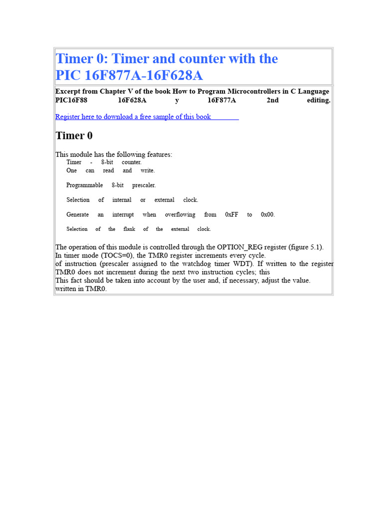 PIC Timer 0 Overview and Programming | PDF | Electrical Engineering ...