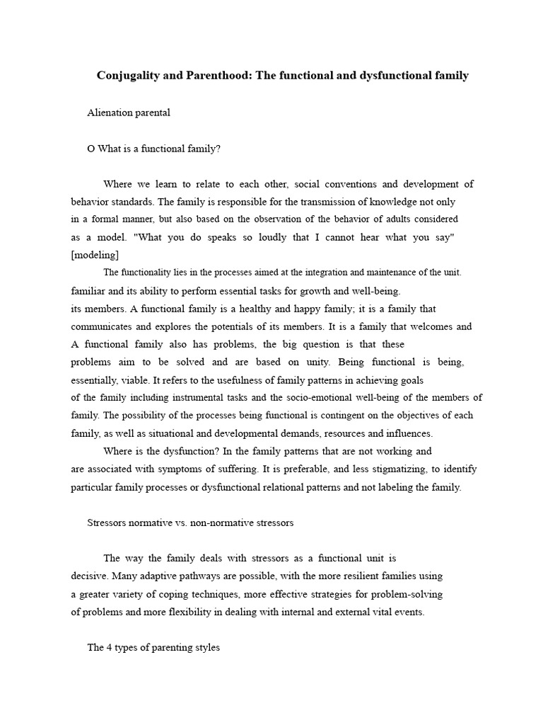 Functional vs. Dysfunctional Families | PDF | Parenting | Well Being