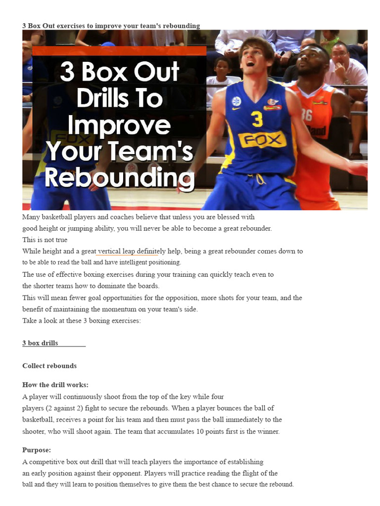 3 Box Out Exercises To Improve Your Team's Rebounding | PDF | Indoor ...