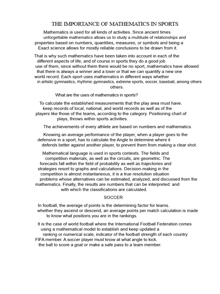 Role of Mathematics in Sports Analysis | PDF | Mathematics
