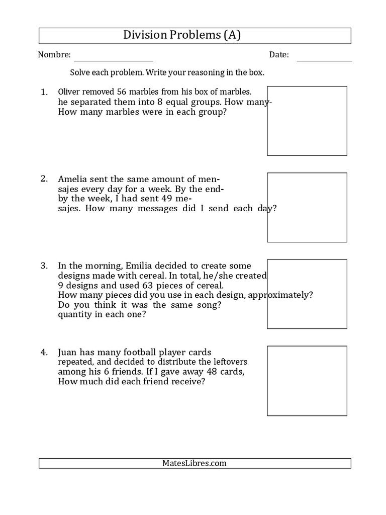 Division Problems for Students | PDF