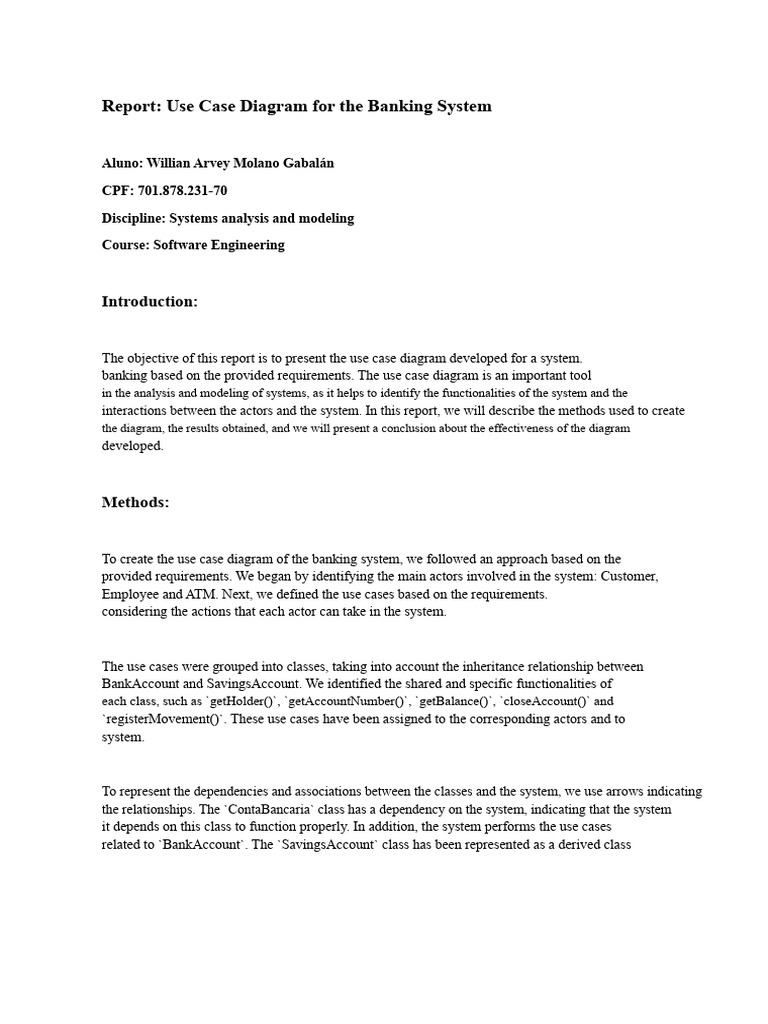 Use Case For The Banking System | PDF | Use Case | System