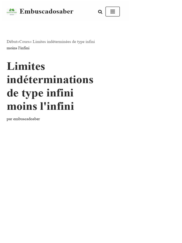 Limites Indéterminés de Type Infini Moins Infini - Embuscadosaber | PDF