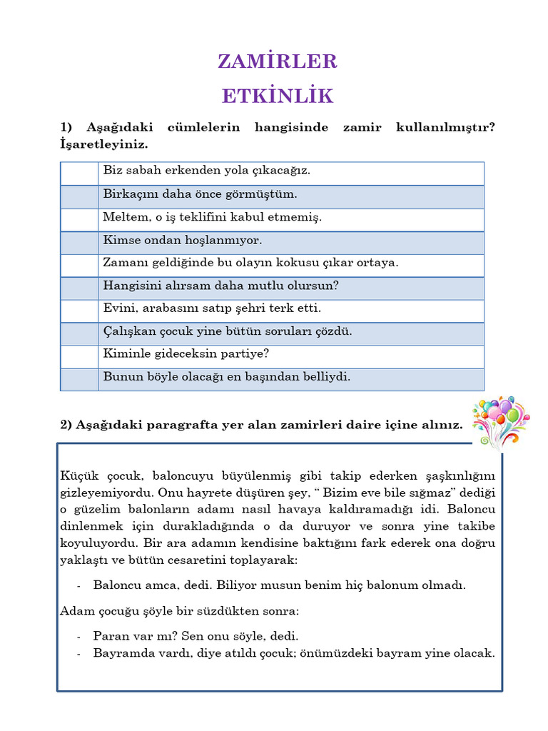 ZAMİRLER Etkinlik | PDF