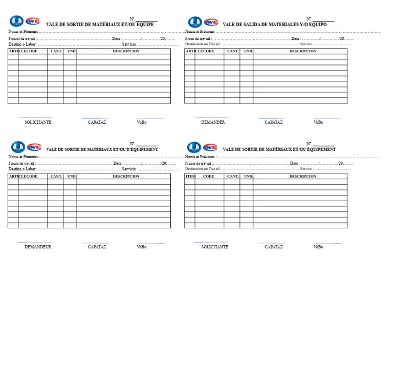 Format de Bon de Sortie D'entrepôt | PDF