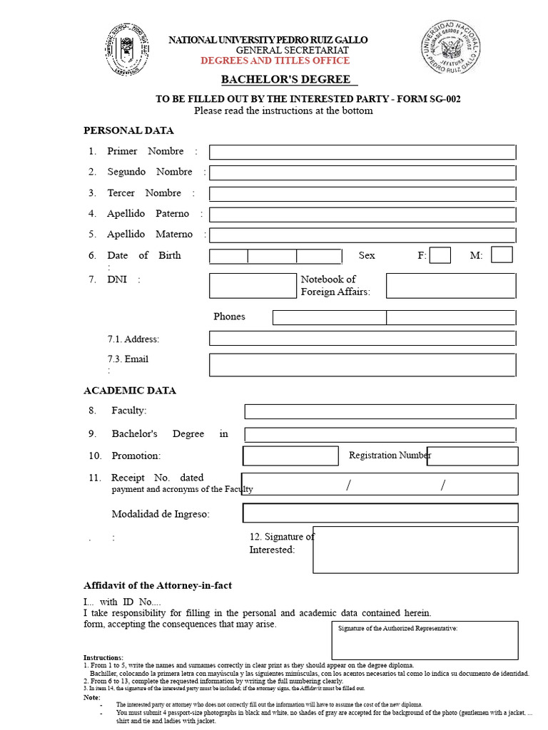 FORM SG002 - BACHELOR'S DEGREE - Unprg | PDF | Chess Openings | Chess