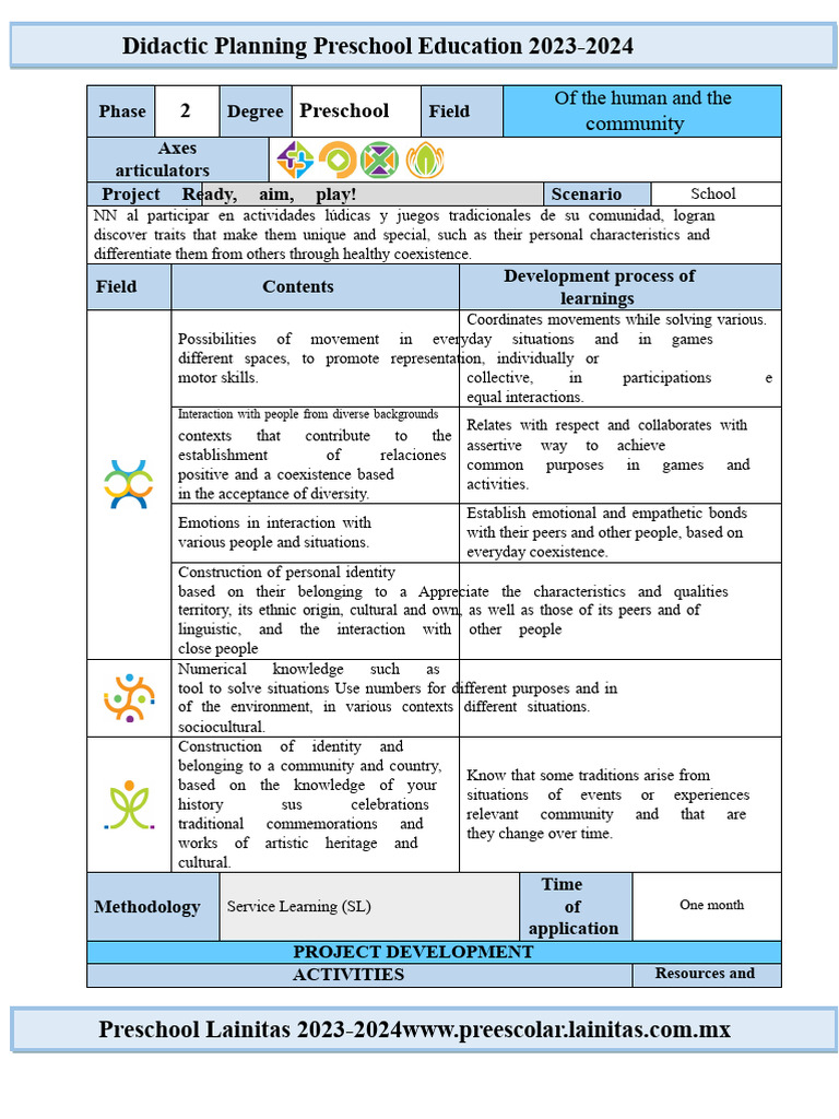 Preschool Didactic Planning 2023-2024 | PDF | Preschool
