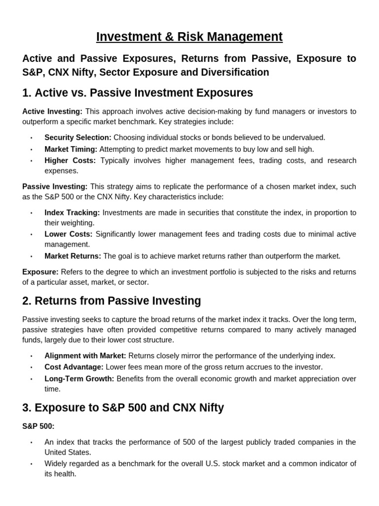 Active - Passive - Return - Exposure - Diversification | PDF ...