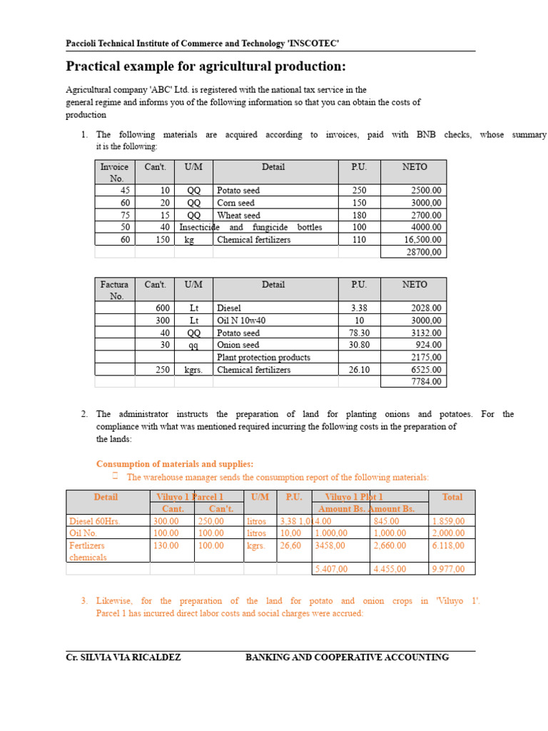 Agricultural Cost Analysis for Crops | PDF | Agriculture | Depreciation
