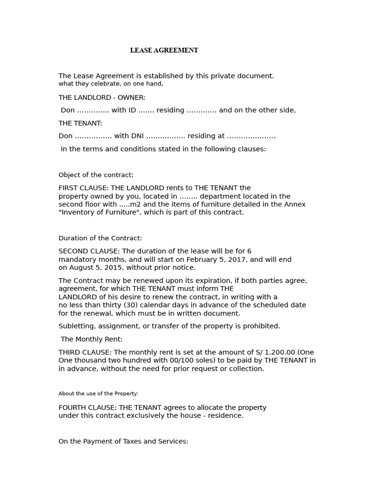 Lease Agreement Template With Eviction Clause | PDF | Lease | Leasehold ...