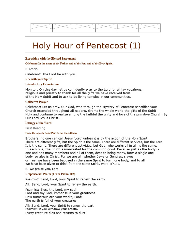 Pentecost Holy Hour Liturgy Guide | PDF | God The Father | Pentecost