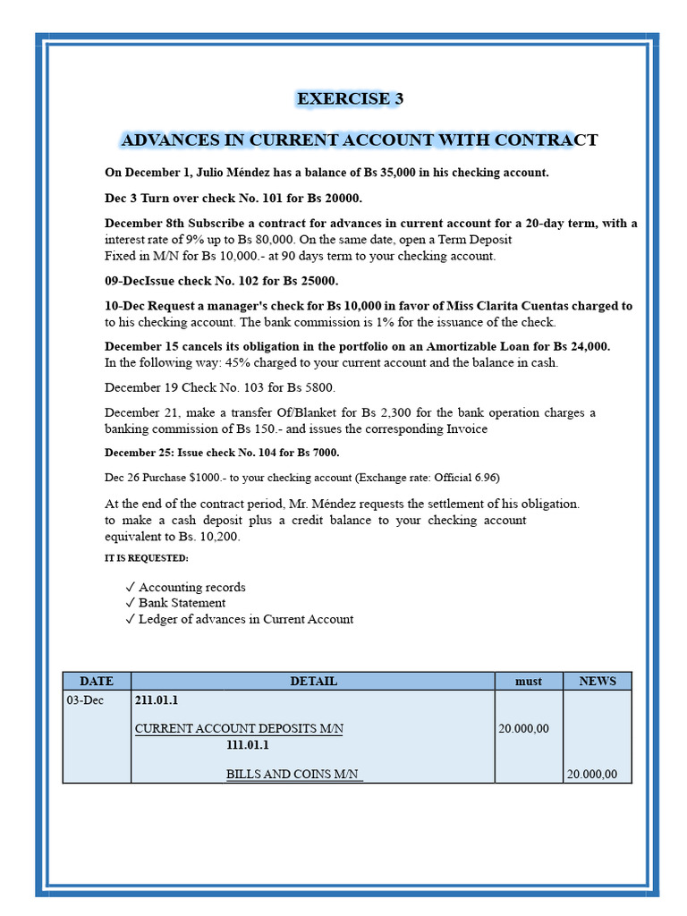 Exercise 3 Accounting | PDF | Transaction Account | Deposit Account