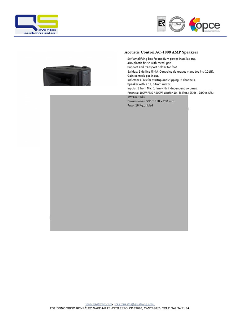 Speakers Acoustic Control Ac 1008 Amp | PDF