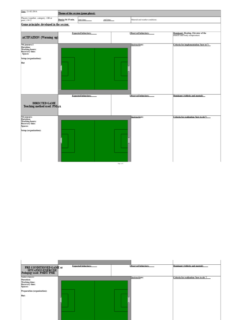 Blank Session Sheet | PDF