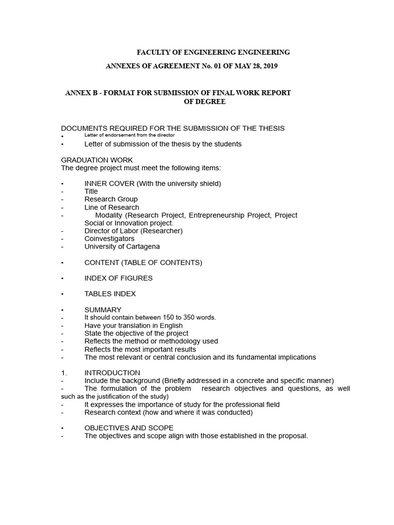 Format For Presentation of Final Degree Thesis Report | PDF ...