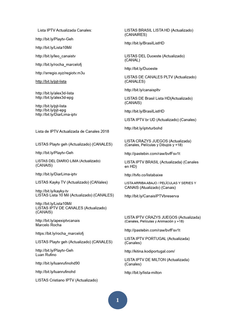 Listas IPTV Actualizadas de Canales | PDF