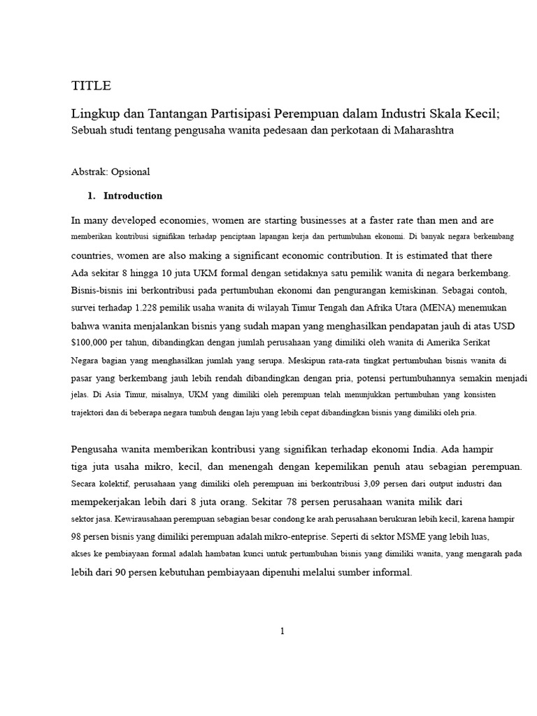 Tantangan Kewirausahaan Perempuan di India | PDF