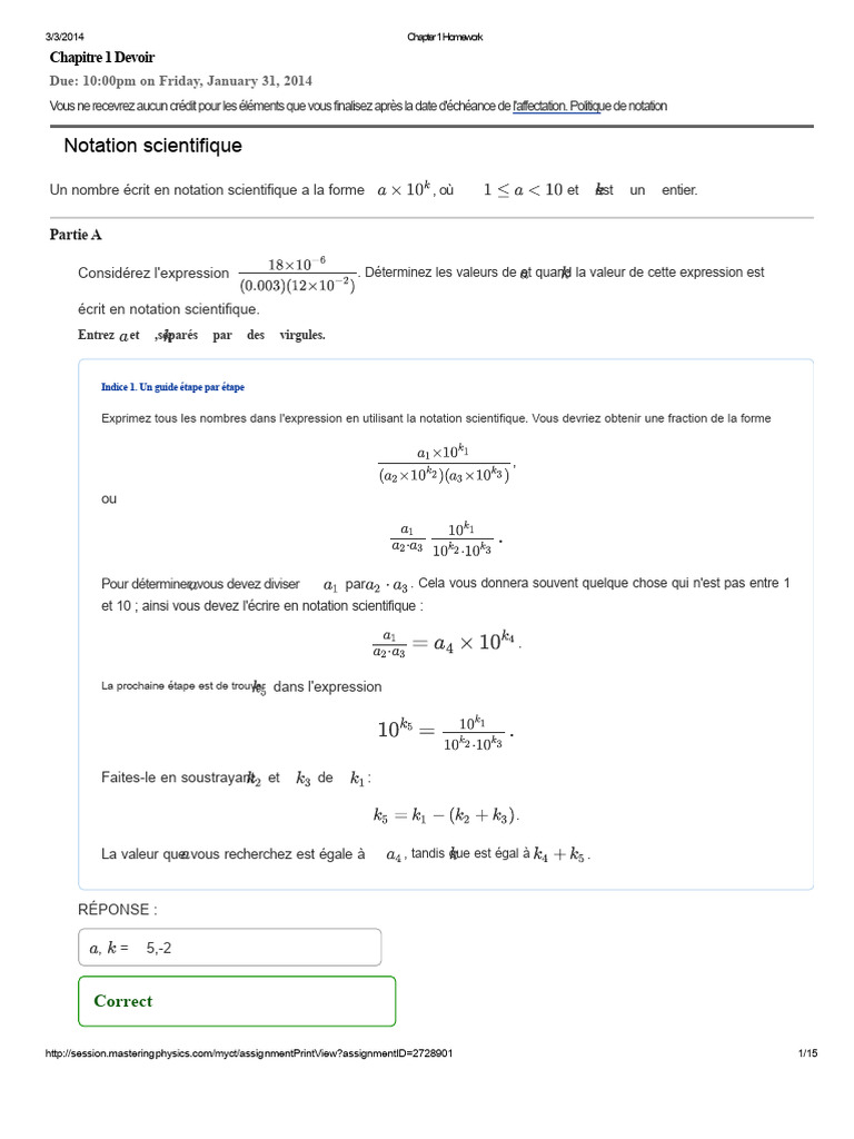 Devoirs sur les dimensions physiques et notation | PDF | Système ...
