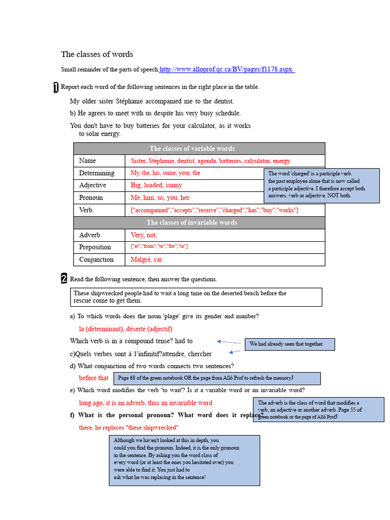 CORRECTED Exercises 1 - Parts of Speech + Noun Phrases | PDF | Part Of ...