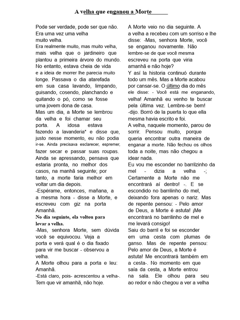 A Velha que Enganou a Morte | PDF | Morte