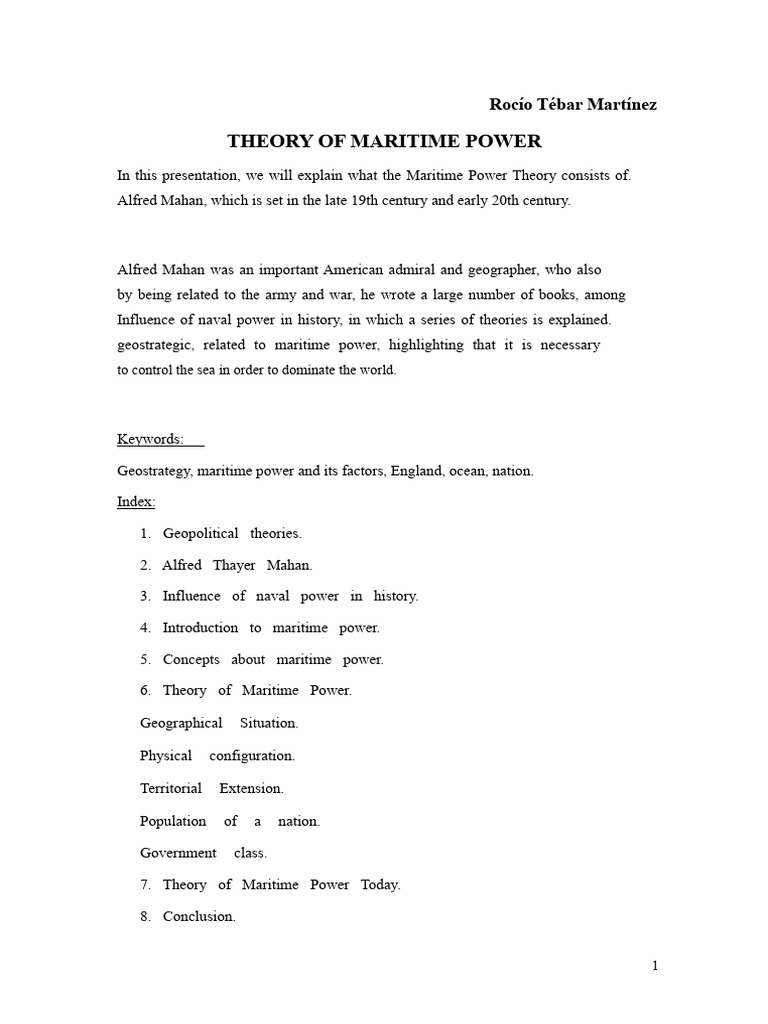 Maritime Power Theory Explained | PDF | Geopolitics | Alfred Thayer Mahan