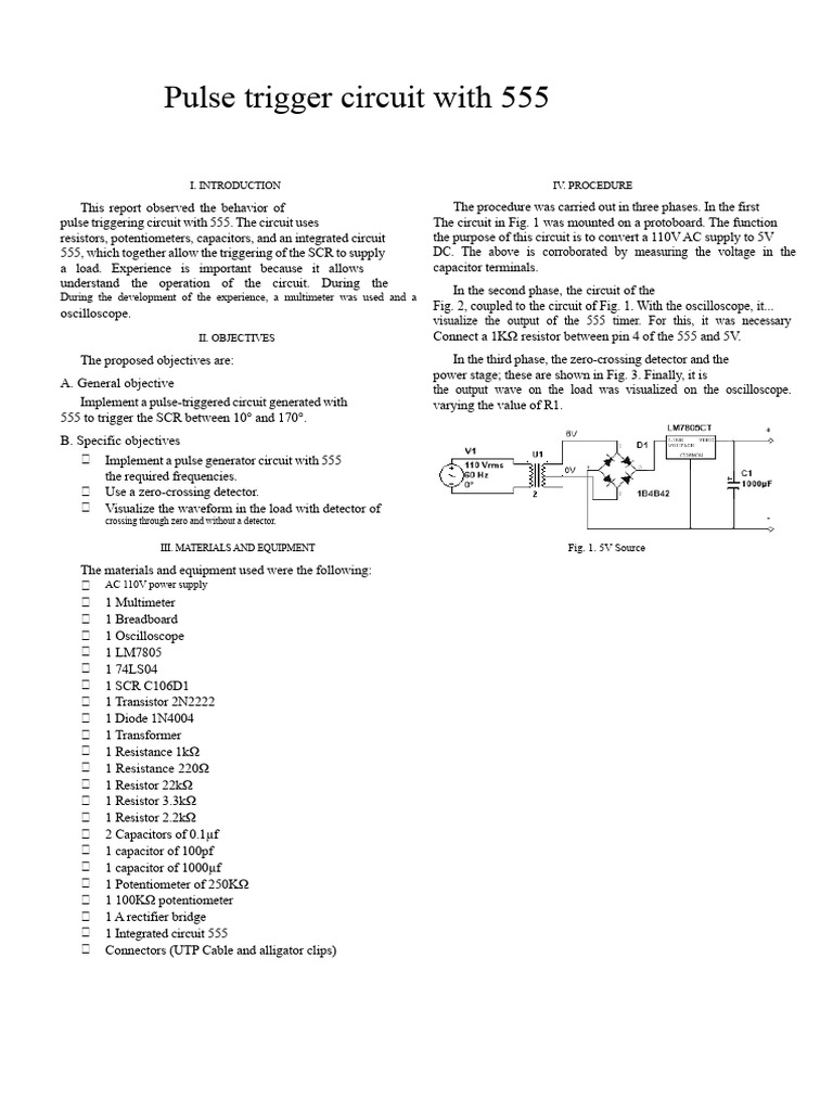 Lab. 207 - Pulse Triggering Circuit With 555 | PDF | Detector (Radio ...