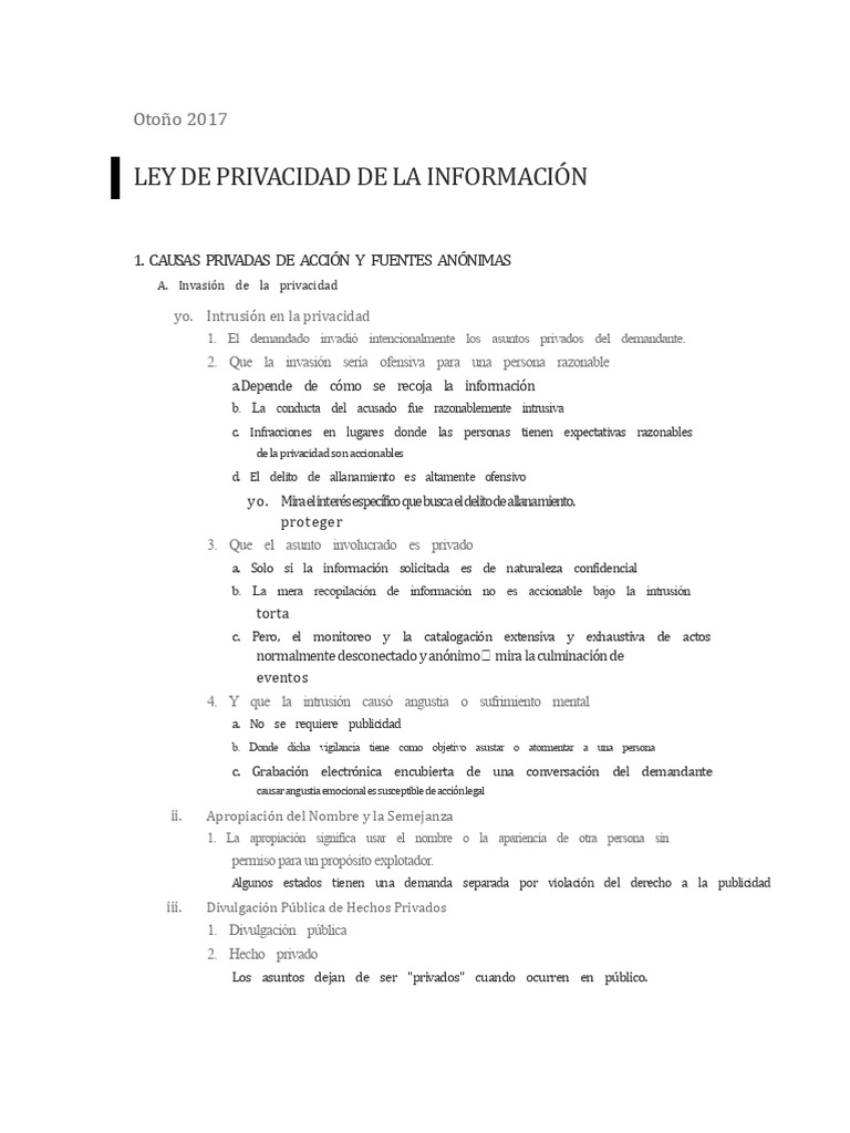 Esquema de La Ley de Privacidad de La Información | PDF | Cuarta ...
