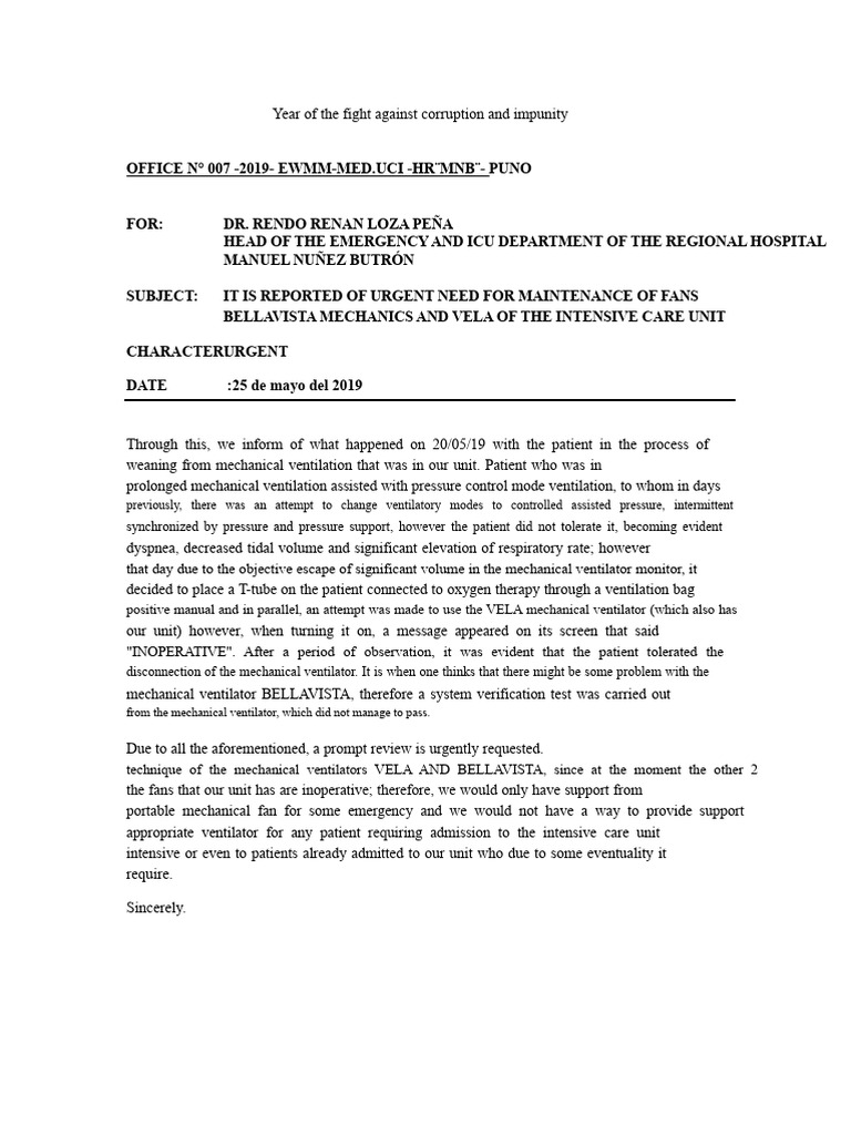 Letter of Request For Maintenance and Review of VM Vela and Bellavista ...