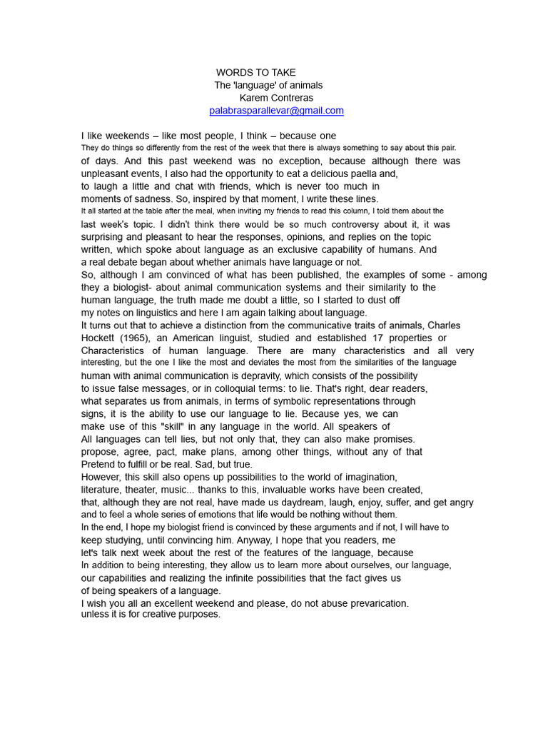 2 The Language of Animals PDF | PDF | Communication | Human Communication