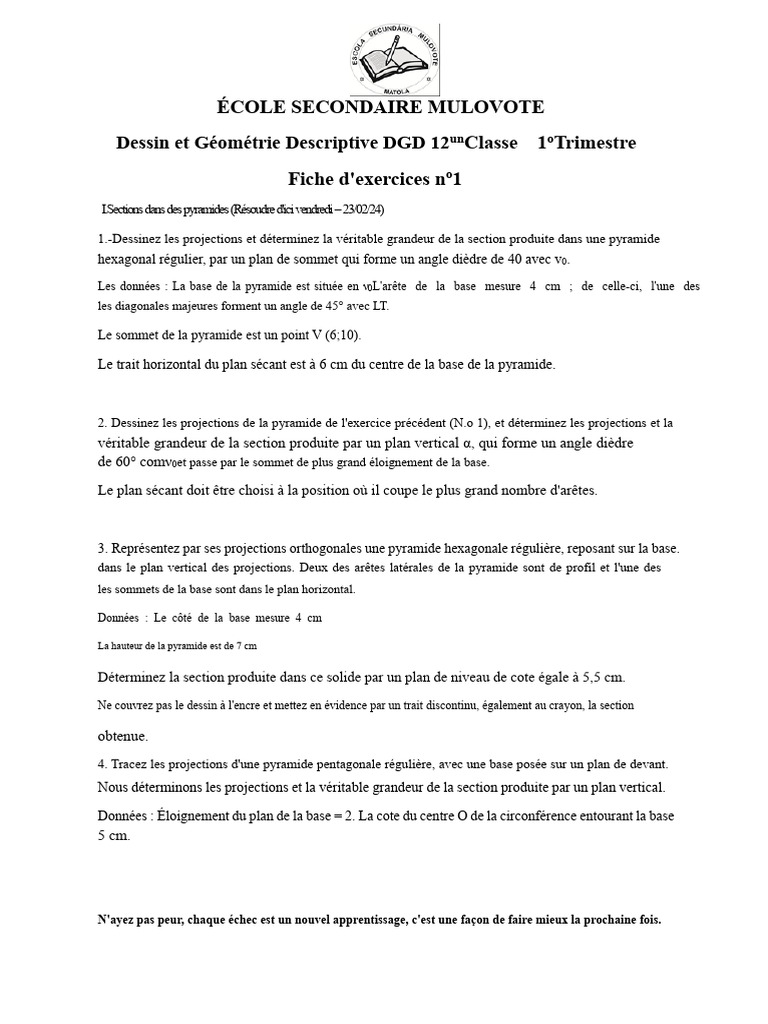 Sections de Pyramides et Prismes DGD 12 | PDF | Angle | Géométrie ...