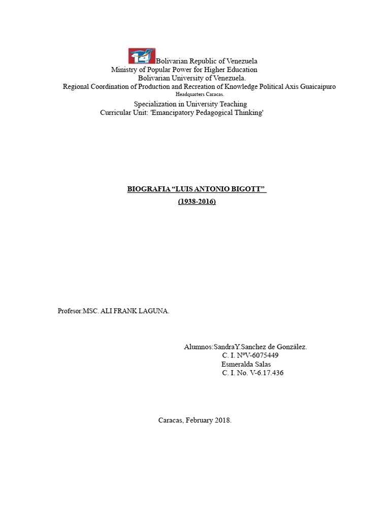 Luis Antonio Bigott's Work | PDF | Venezuela